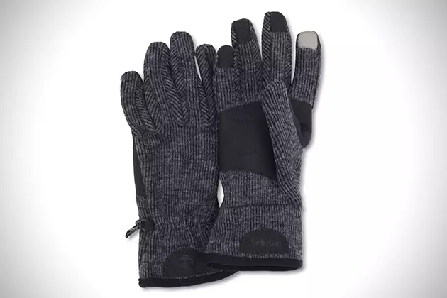 Timberland 男士羅紋針織羊毛混紡手套，採用觸摸屏技術