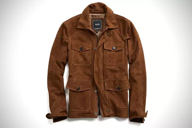 Todd Snyder Suede Quad Jacket In Tobacco