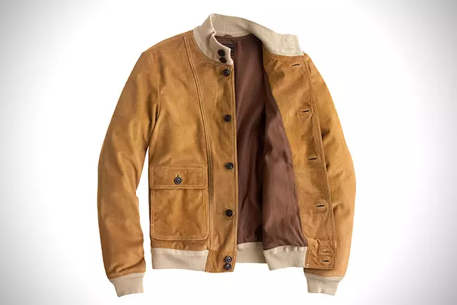 J.Crew Buttoned Suede Bomber Jacket