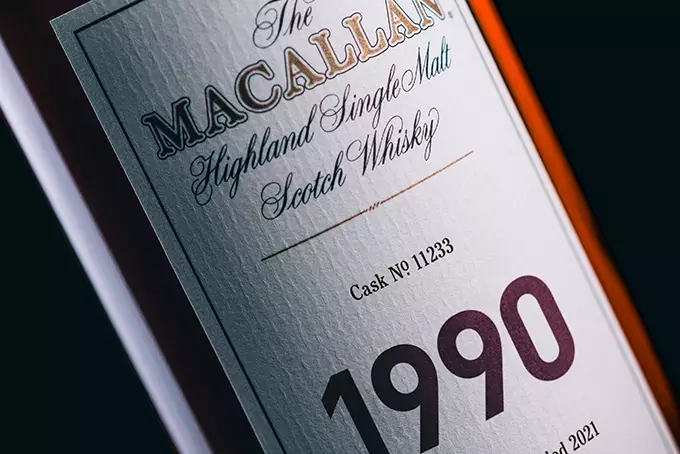 Daabacaadda Macallan Fine & Naadirka ah 1990 Hal Malt Scotch 9606_1